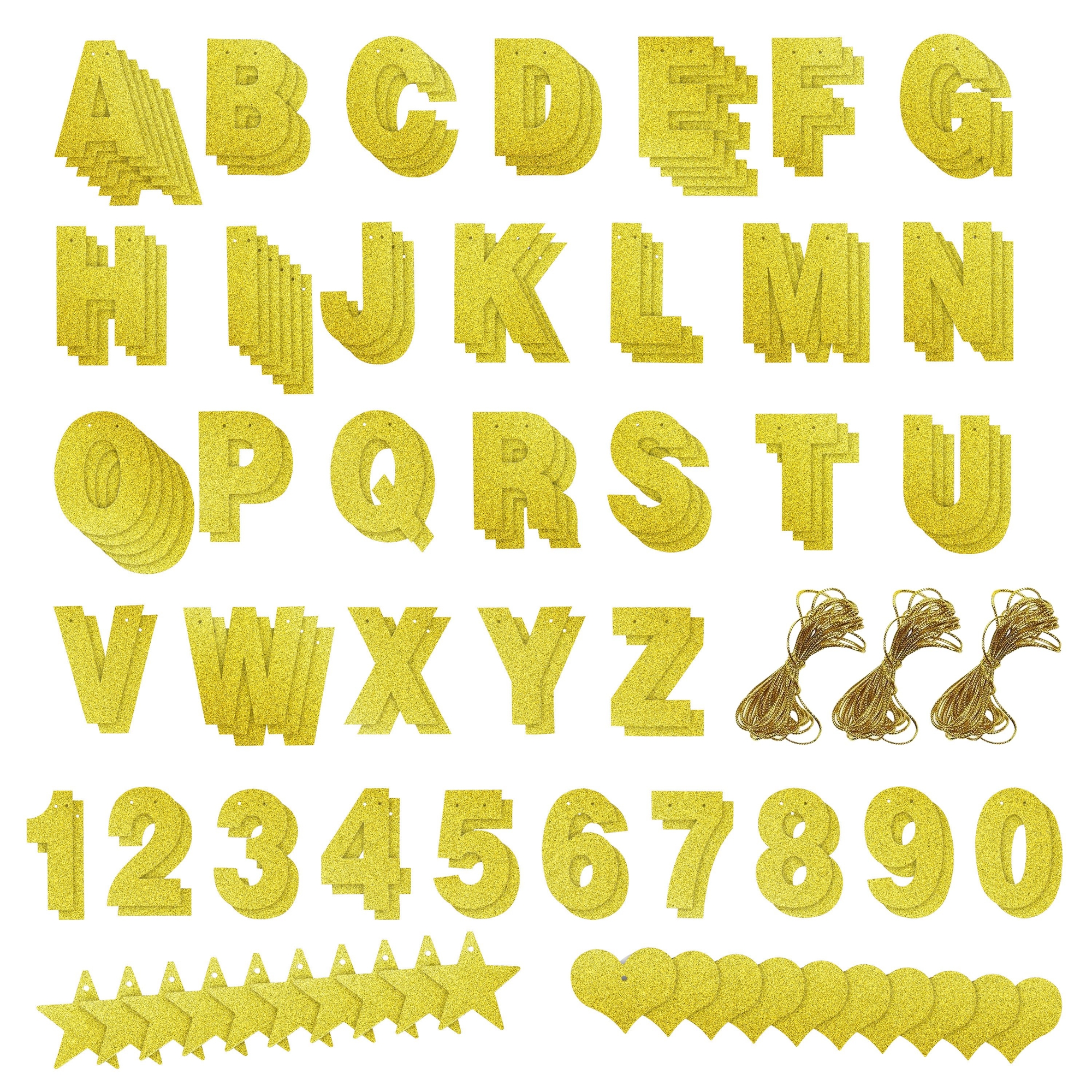126 Pieces Make Your Own Banner Kit DIY Banner With Gold Glitter 126 Pieces Make Your Own Banner Kit DIY Banner With Gold Glitter