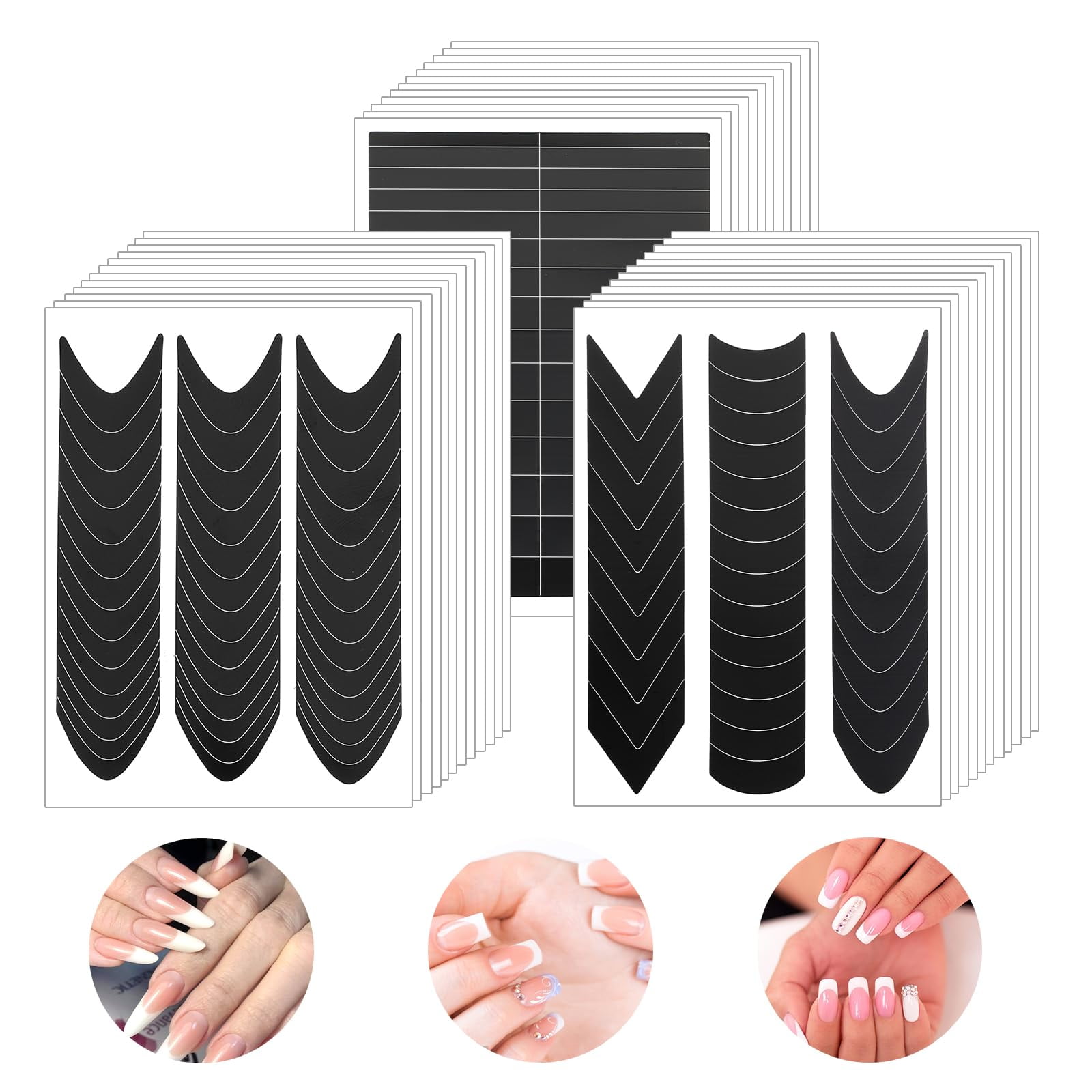 1260 Pcs French Manicure Nail Art Stickers French V-Shaped Nail ...