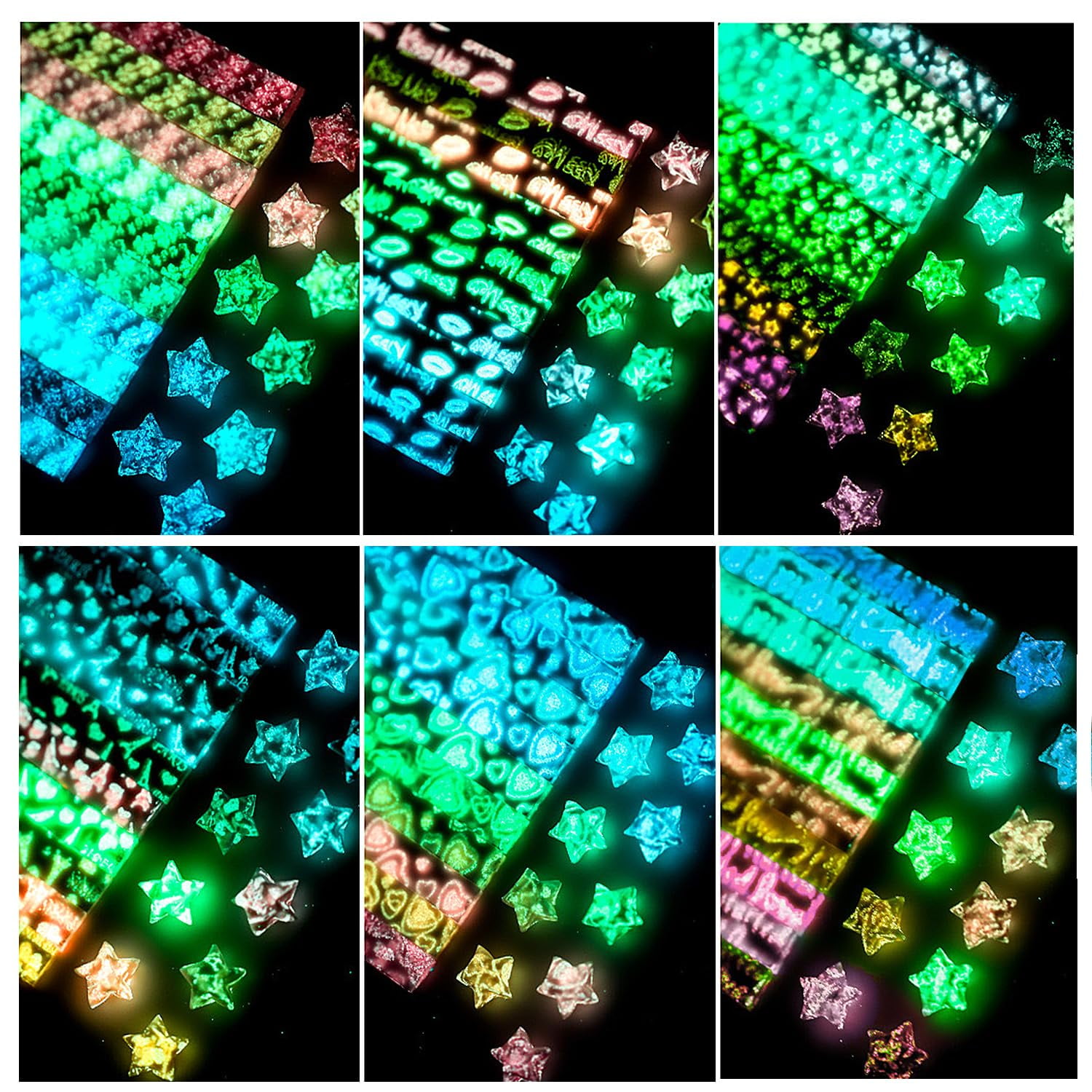 1260 Sheets Luminous Origami MFF30 Star Paper Strip with 6 Patterns ...