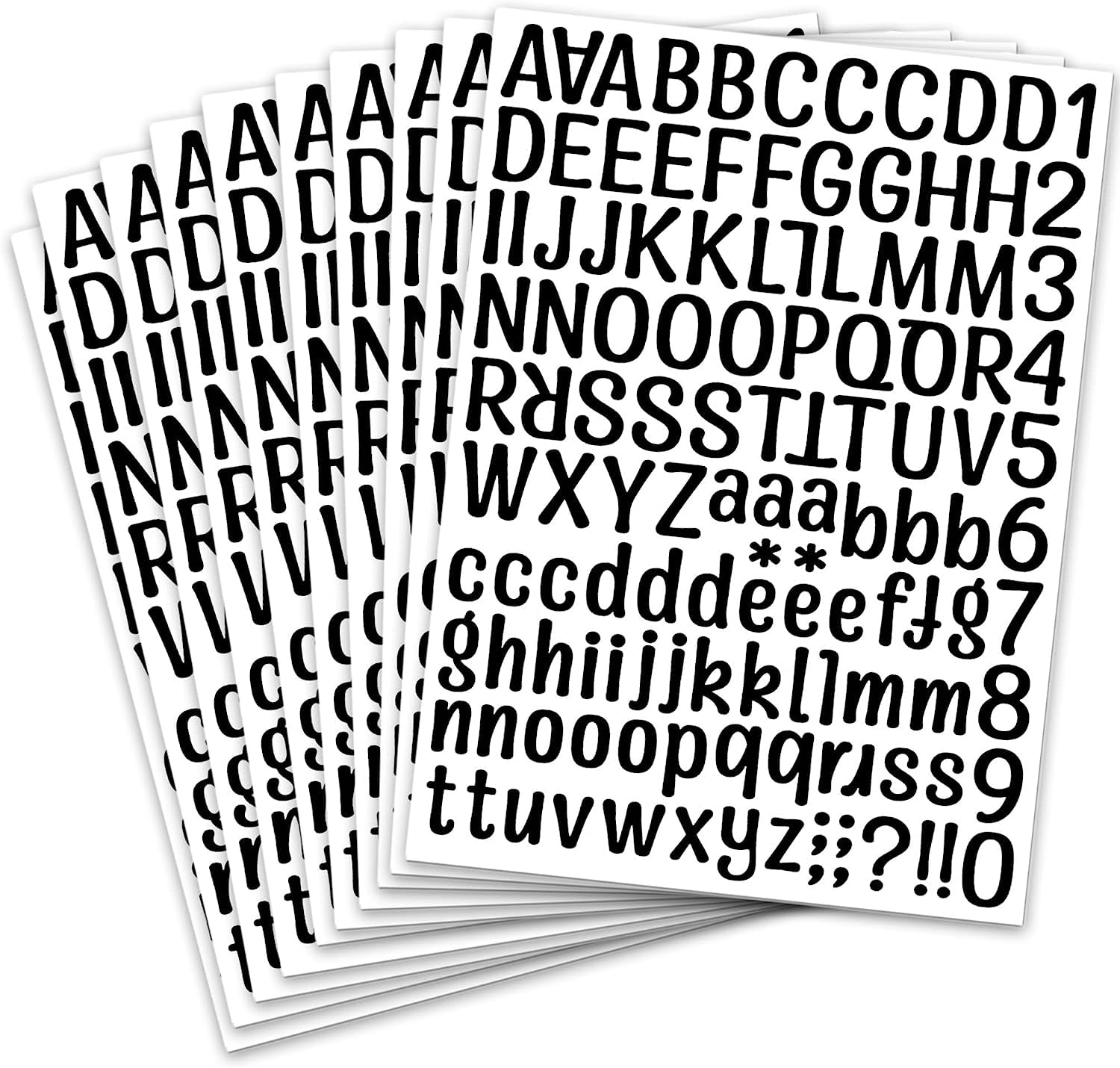1260 pcs 10 Sheets Vinyl Letters Stickers (Black) Numbers Decals for ...