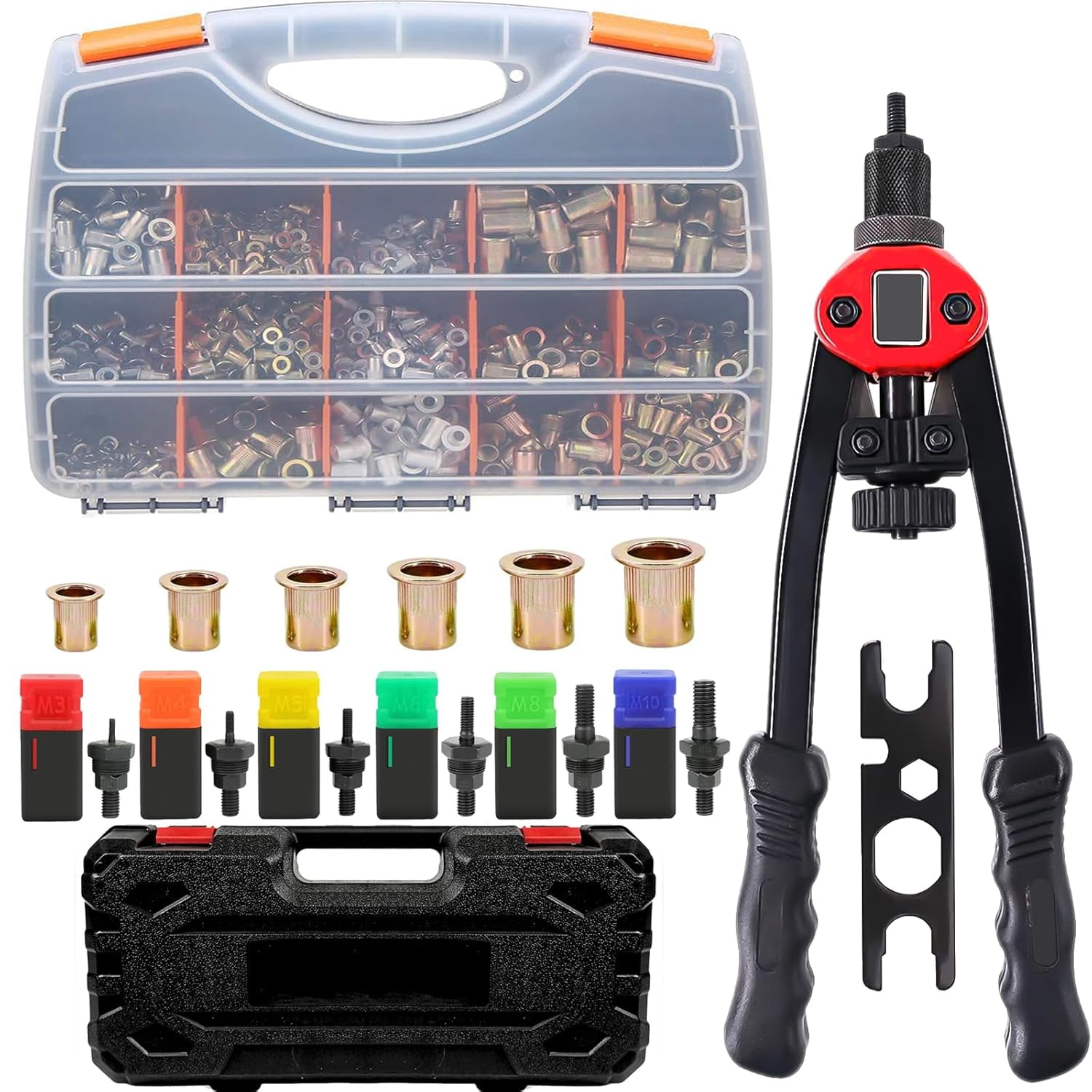 1260pcs Rivet Nuts Gun Kit Rivnut Setting Tools Hand Blind Riveter 13 ...