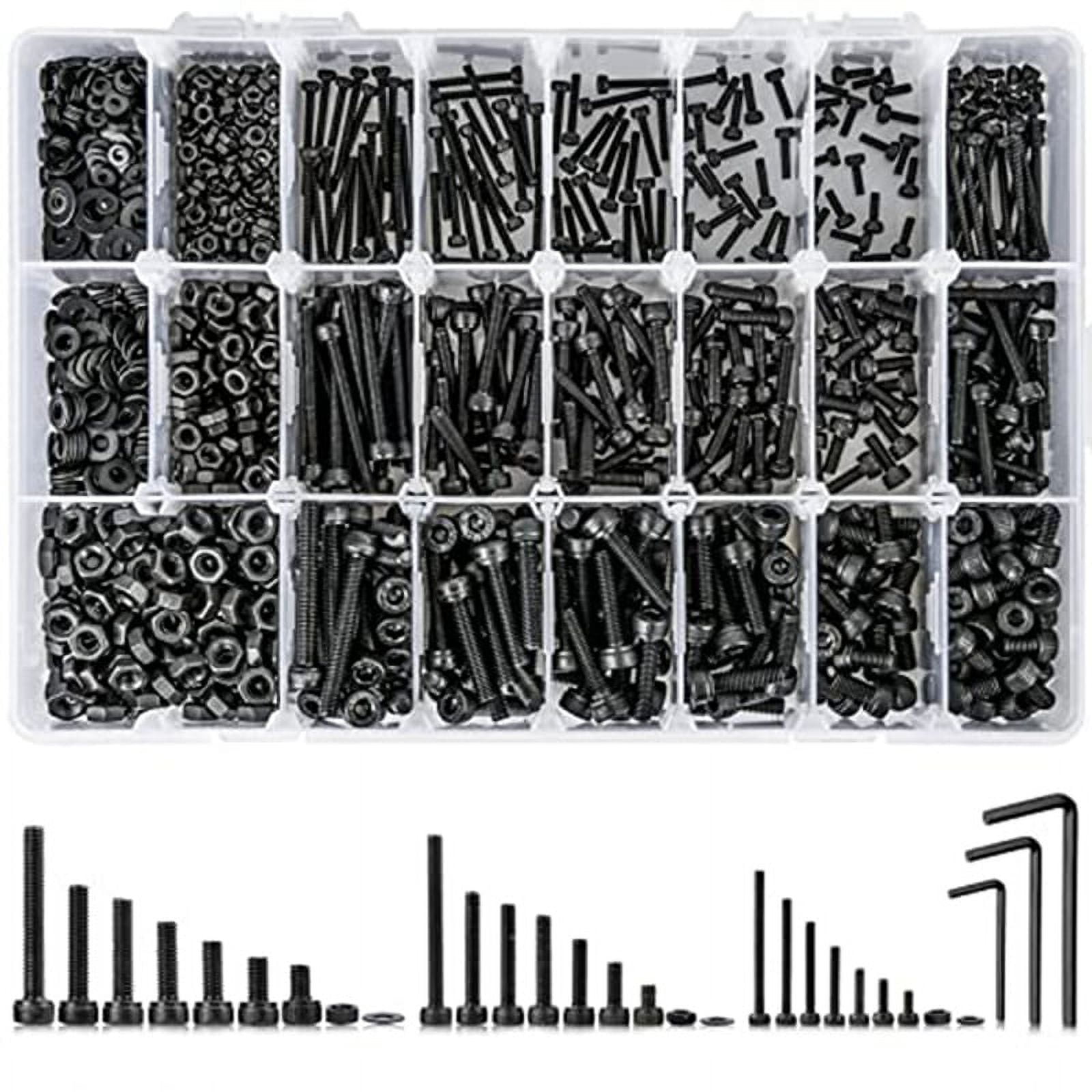 1263PCS Metric Bolt Assortment M2 , 21 Sizes Screws Nuts and Hex Socket ...