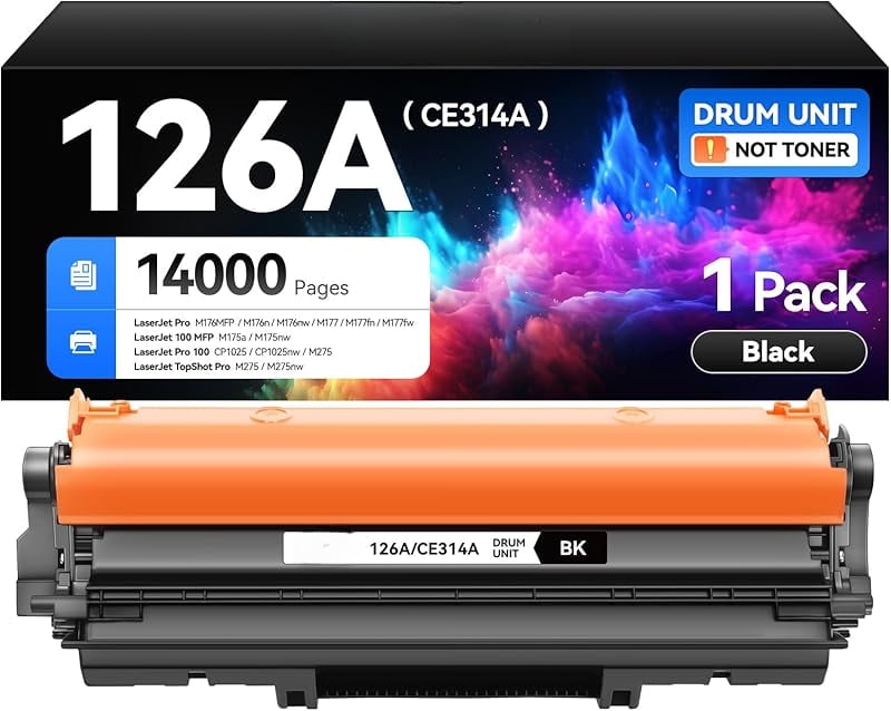 126A/CE314A Drum Unit Black 1-Pack High Yield Replacement for HP 126A ...