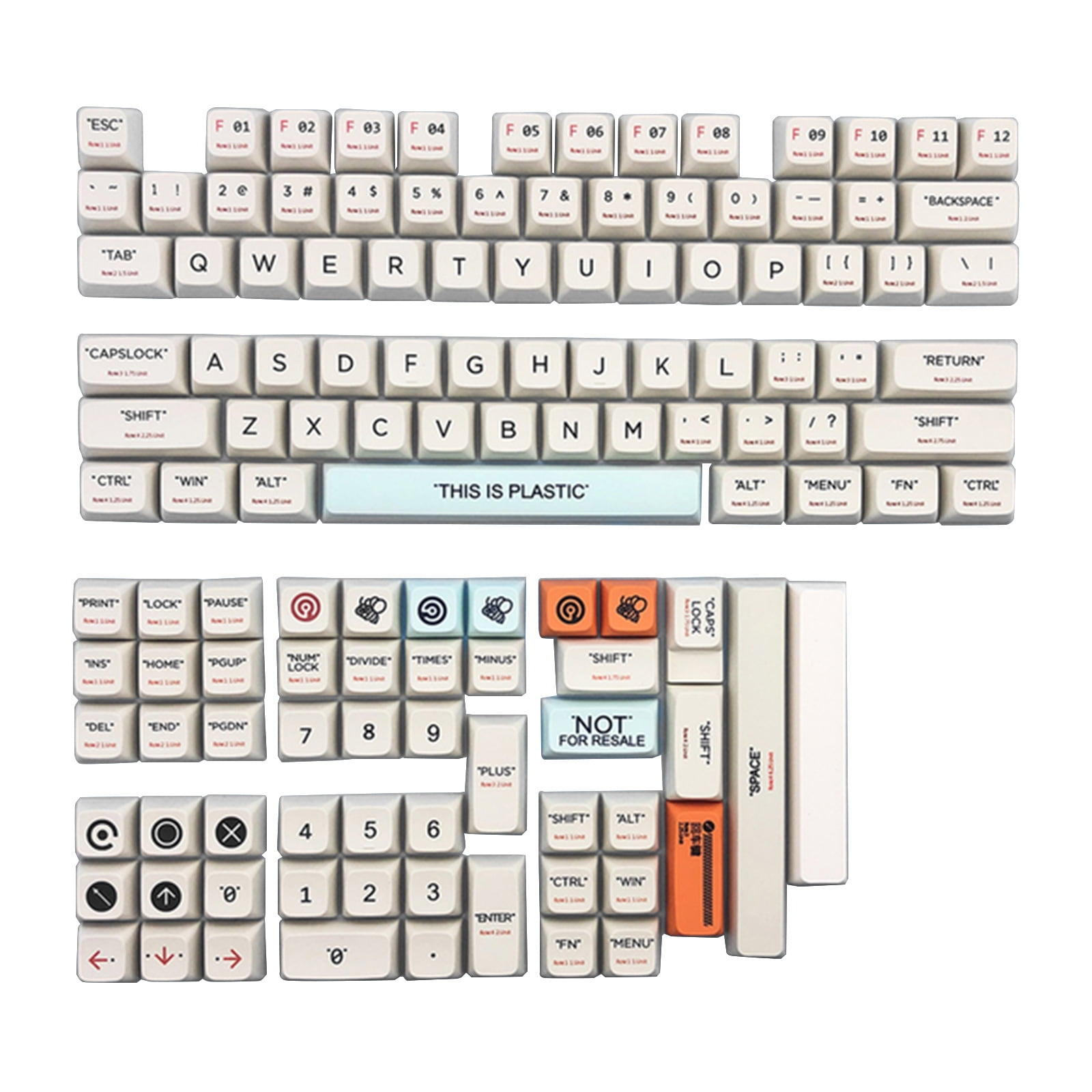 126Keys/Set Dye Sublimation Keycap XDA Profile Mechanical Keyboard PBT ...