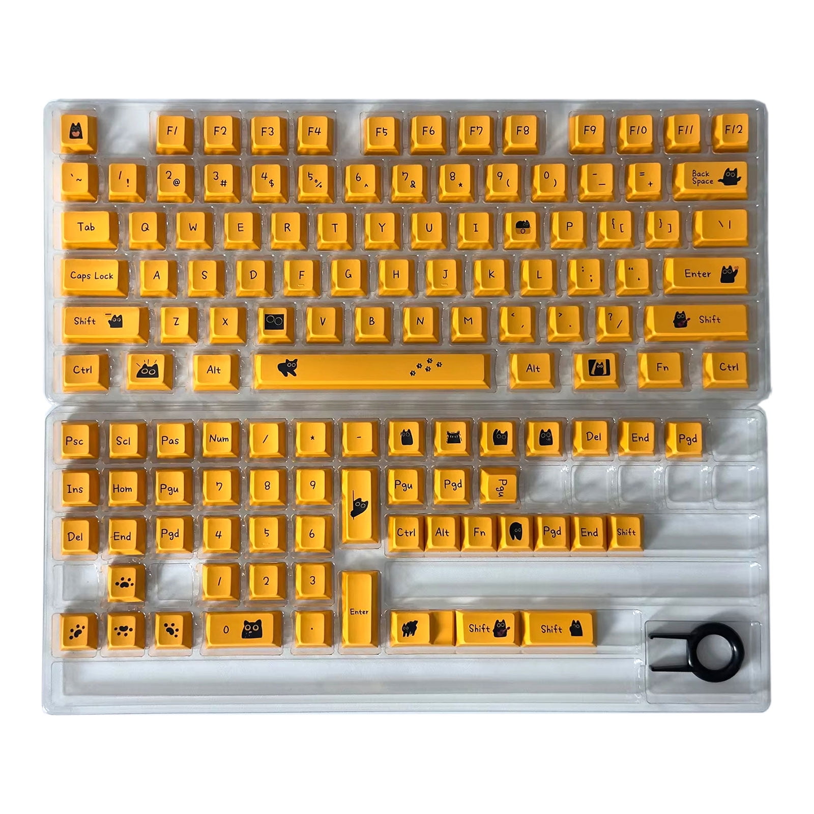 126PCS Cartoon Keycaps PBT Little Black Kitten Keycap Set for Gaming ...