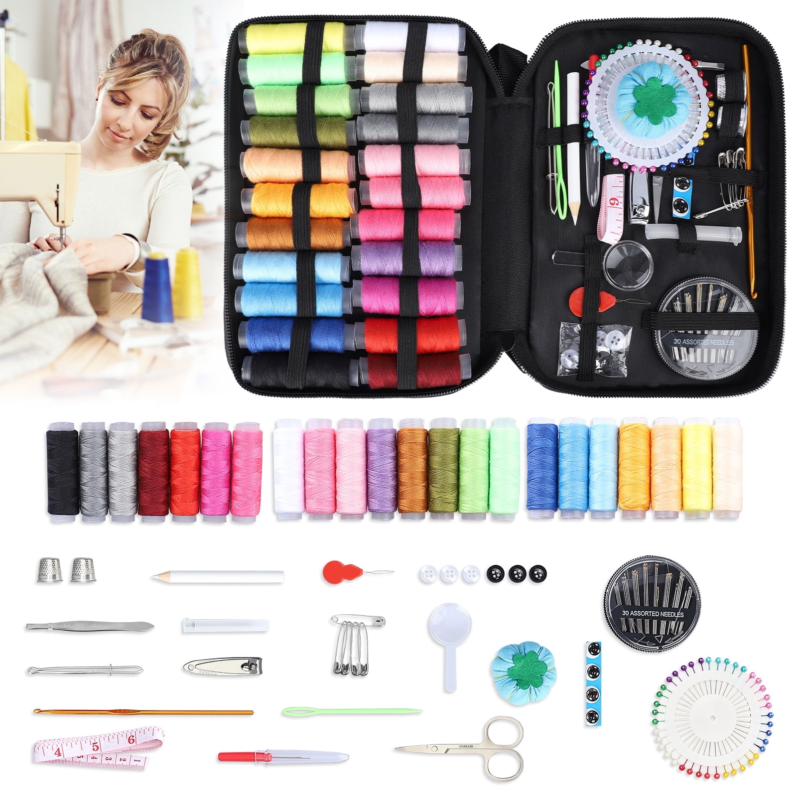 EEEkit 68pcs Emergency Sewing Kit with Case for Adults - Compact ...