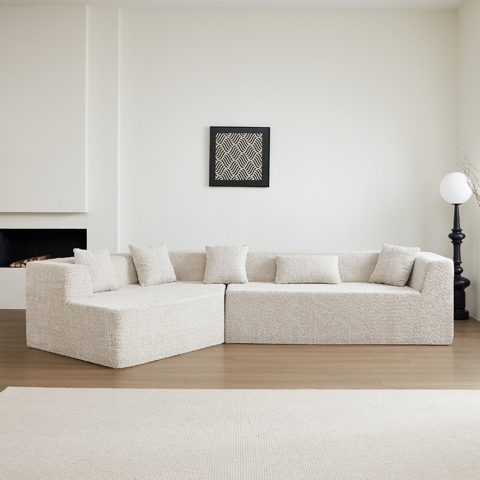 127.5'' Modern Sectional Couch with Deep Seat, 4-Seater Minimalist ...