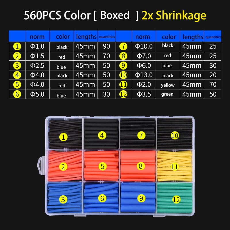 127-750pcs Heat-shrink Tubing Thermoresistant Tube Heat Shrink Wrapping ...