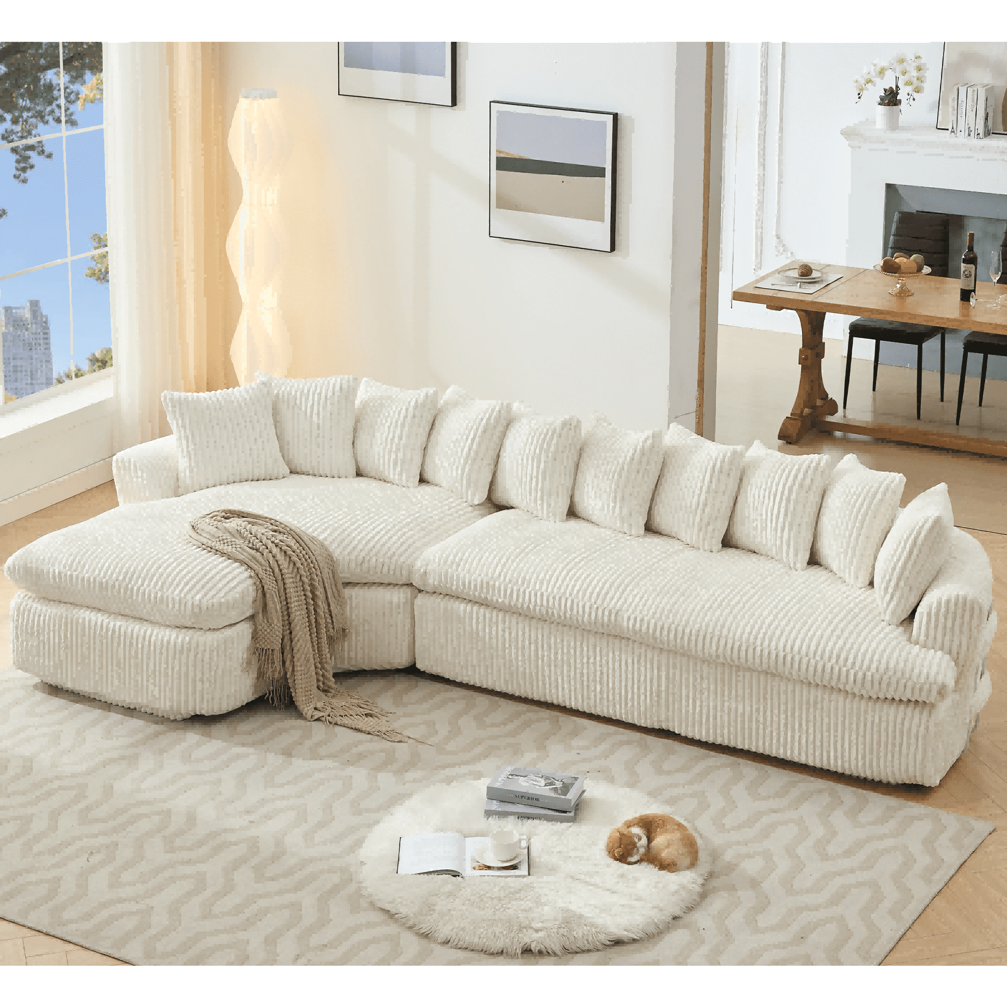 JONPONY 127" Modular Sectional Sofa, Cloud Sectional Couch with L-Shape ...