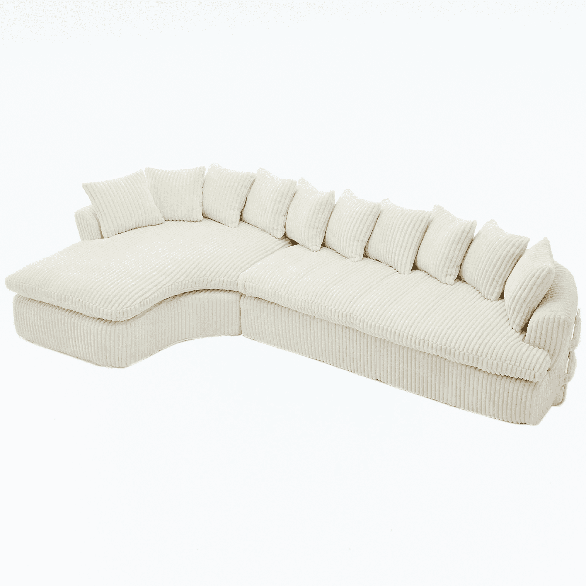 127" Large Sectional Sofa, Elegant Curved Design, High-Resilience Foam ...