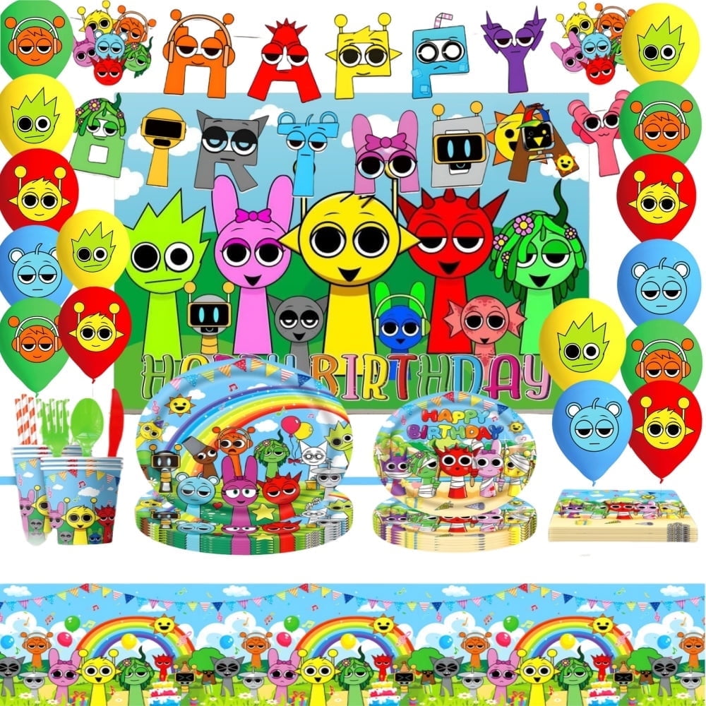 127 PCS Sprunki Incredibox Theme Anime Games style Birthday Party ...
