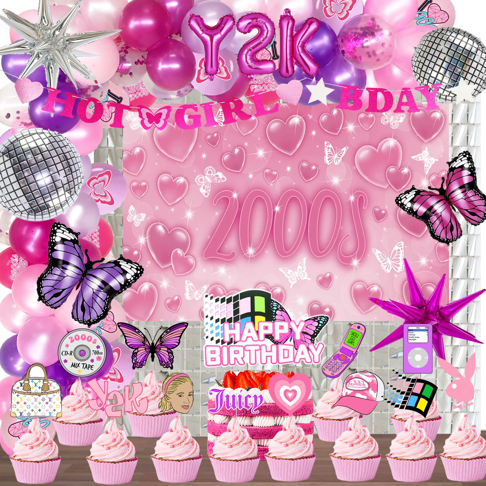 127 PCs Y2K AIF4 Decorations, Hombae Early 2000s Decorations for Teen ...