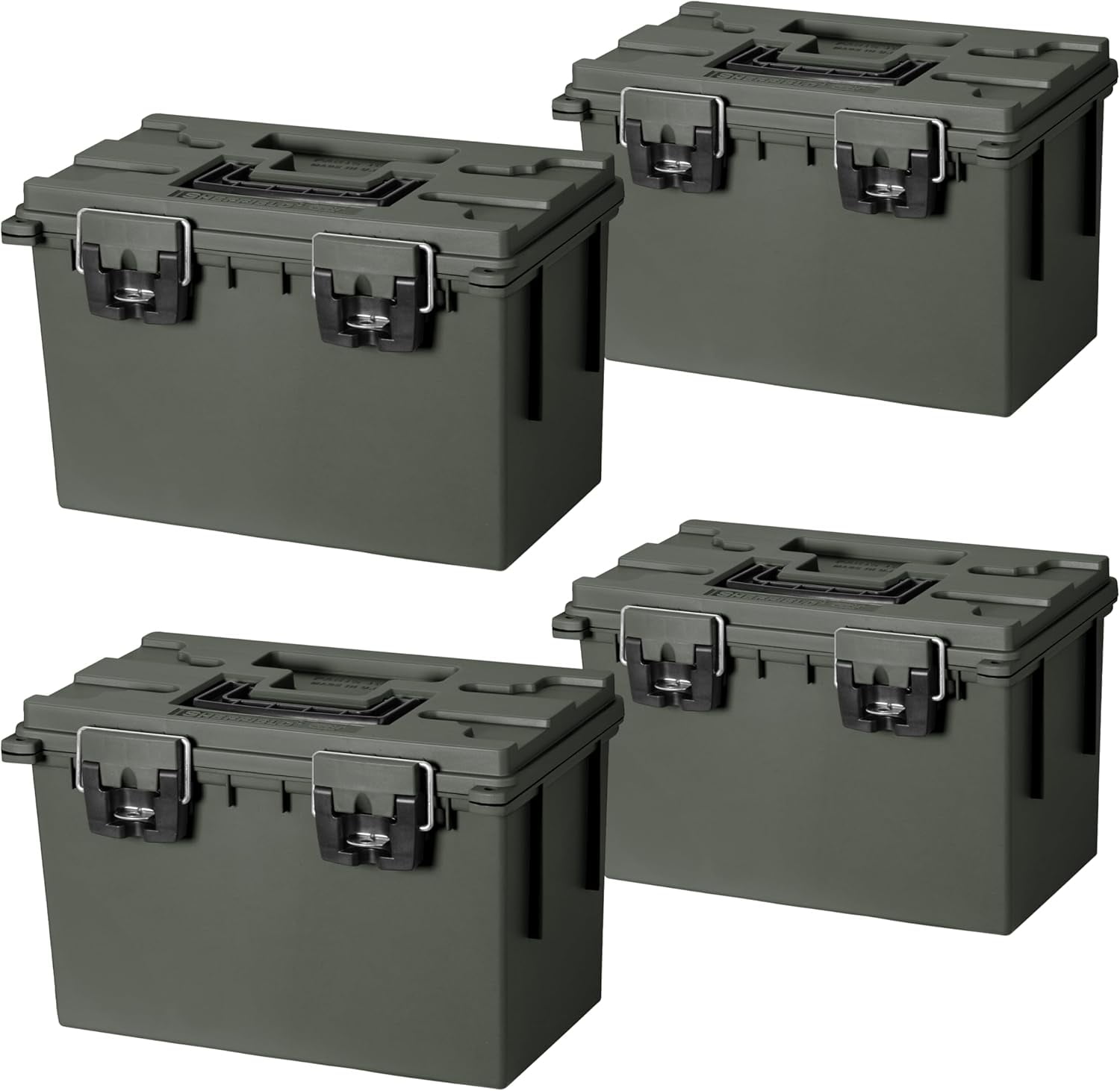12765 4-Pack XL Ammo Storage Box, Stackable .50 Cal Field Boxes, Water ...