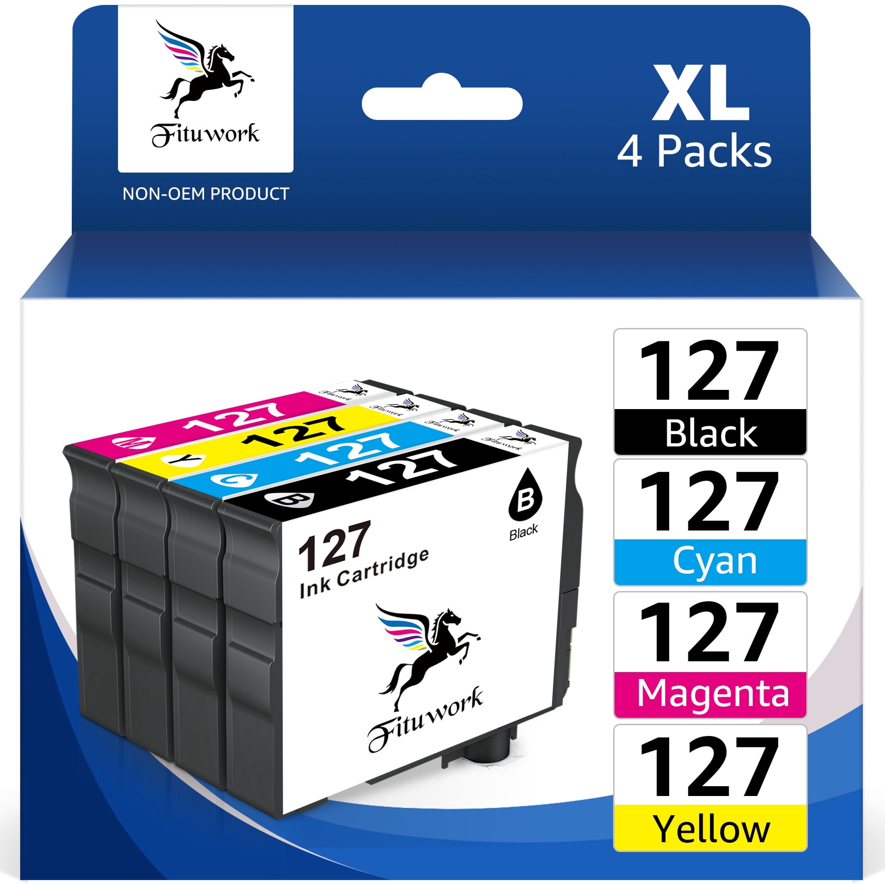 FITU WORK 127XL Ink Cartridge Replacement for Epson Printers, Black ...