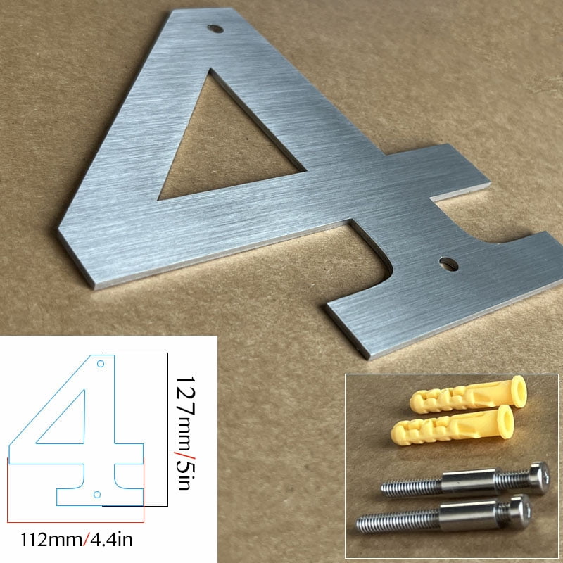 127mm Stainless Steel Floating House Numbers Letters Outdoor Metal Home ...