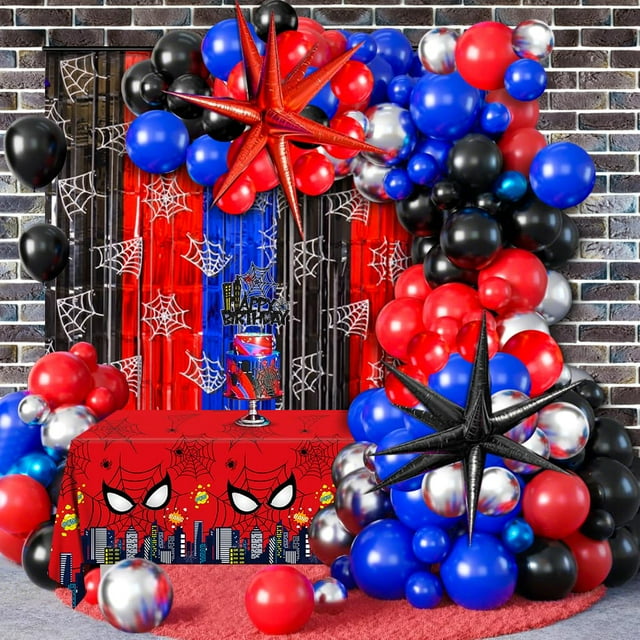 127pcs Spider Party Decorations OIF8 Balloons Black Red and Blue ...