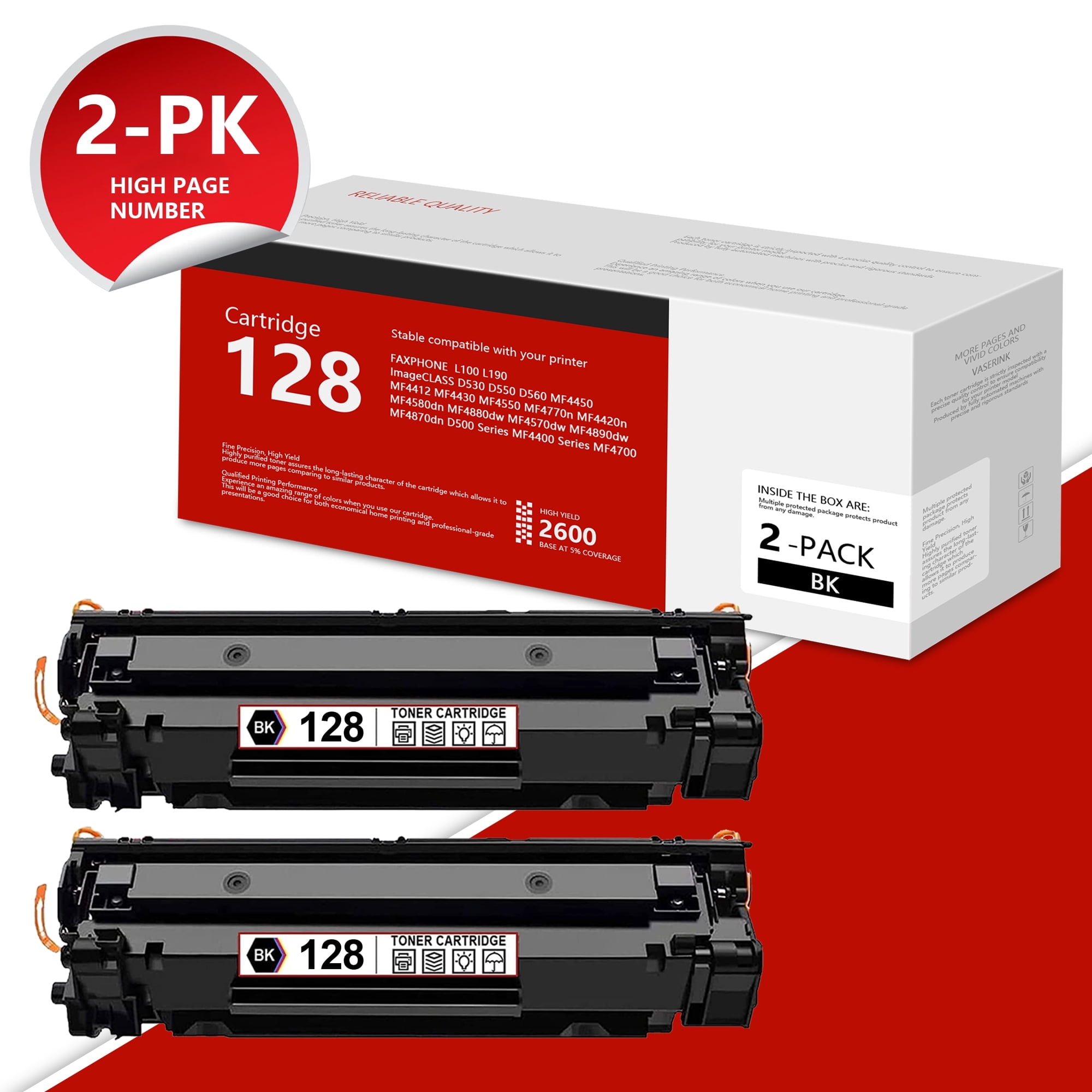 128 3500B001 Toner Cartridge Black 2-Pack Replacement for Canon 128 ...
