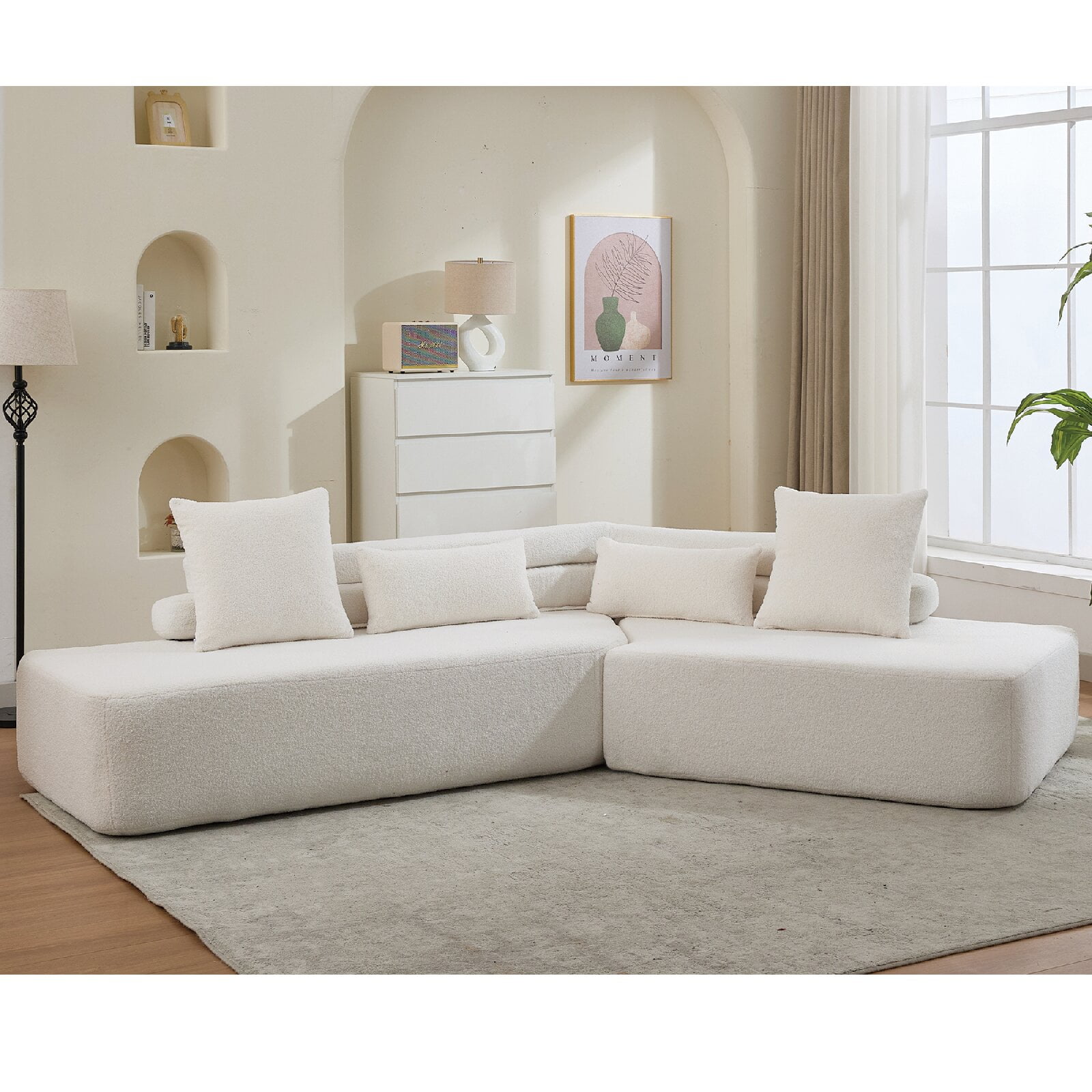 128" Minimalist Cloud Sectional Couch, Modern Couches, 4-Seater, No ...