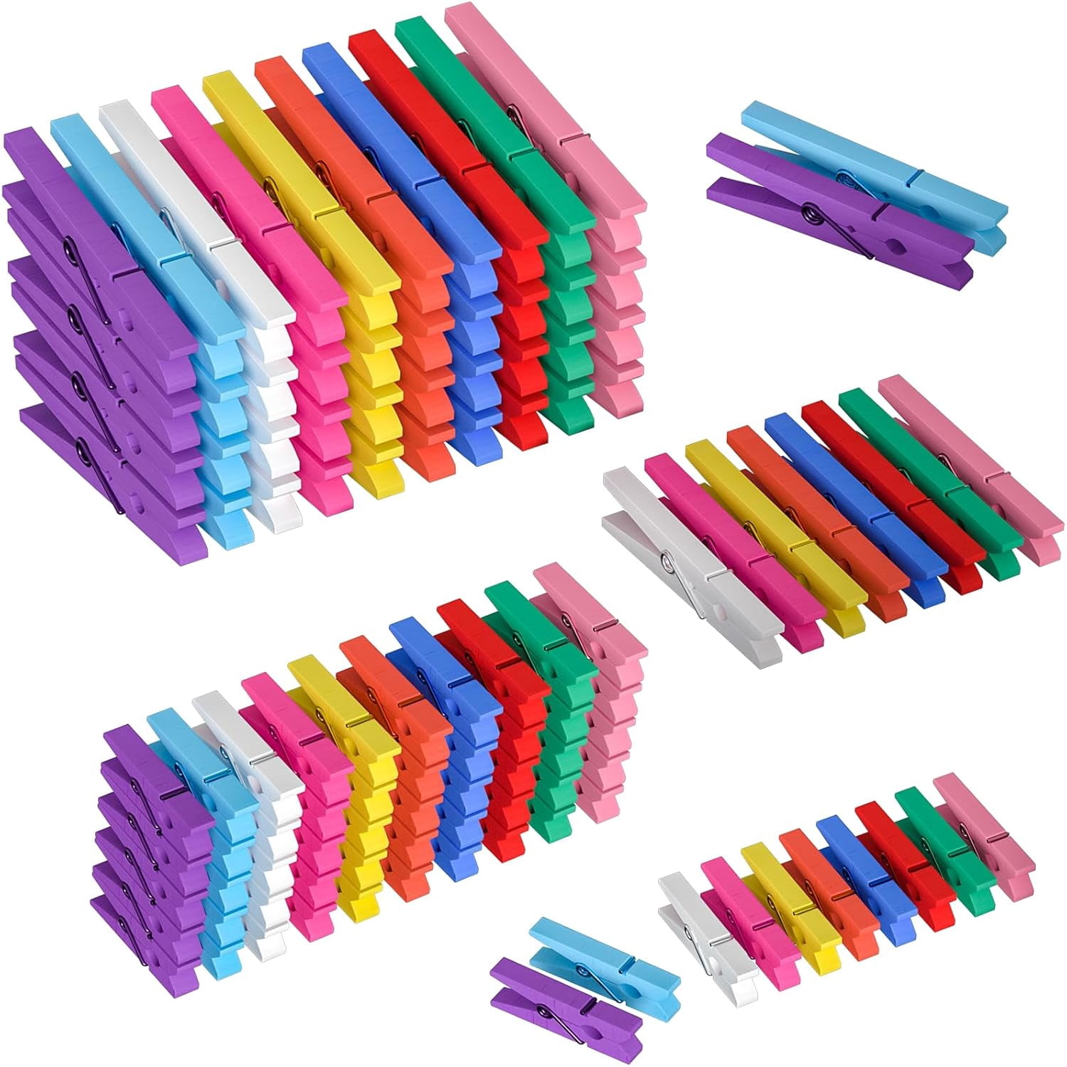 128 Pcs Colored Clothespins 10 Color, Colored Clothes Pins Wooden (68 ...