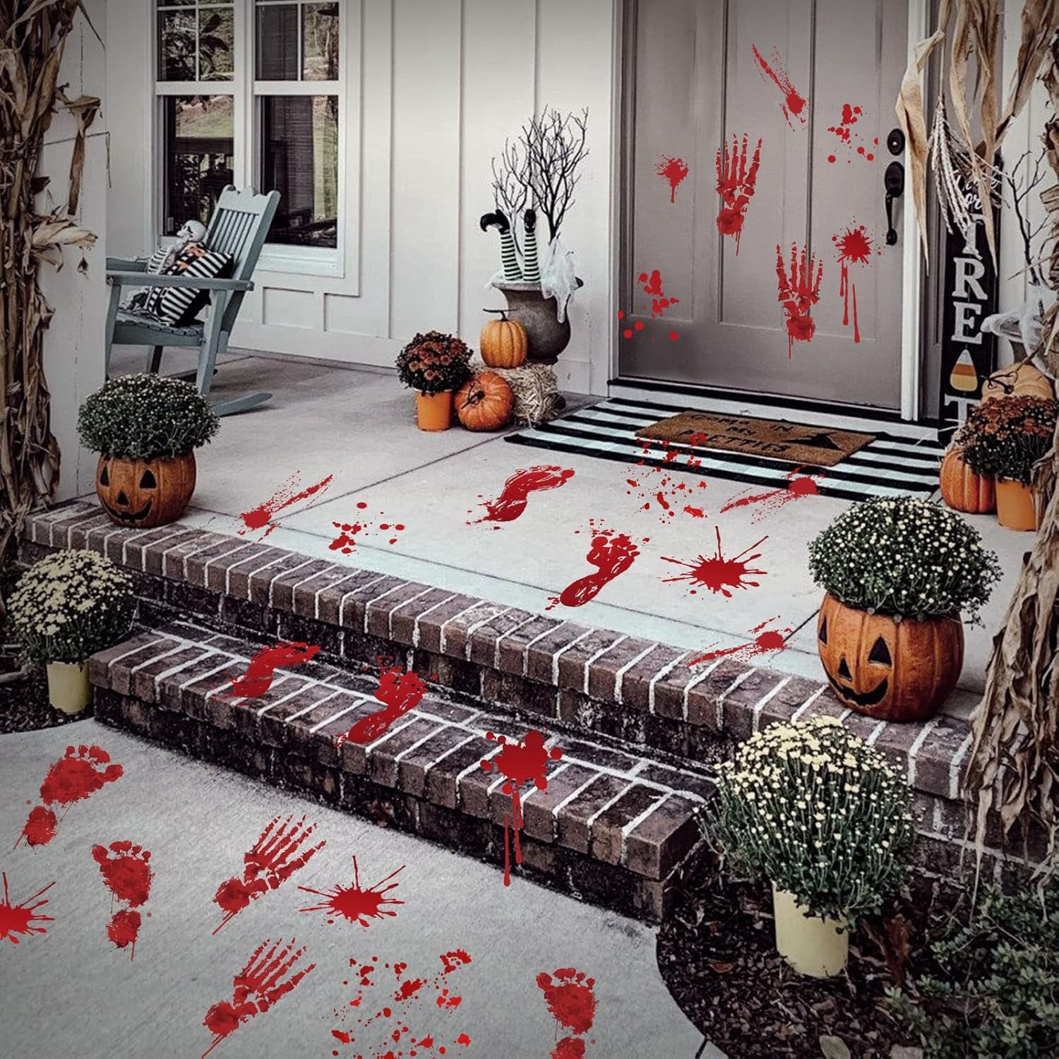 128 Pcs Halloween Footprints Floor Clings Bloody Halloween