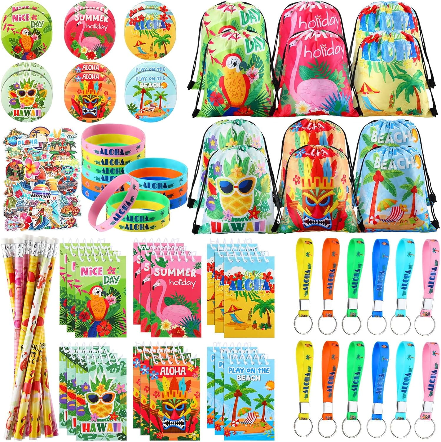 128 Pcs Hawaiian Party Favors Luau Party Favors Include Hawaii Beach ...