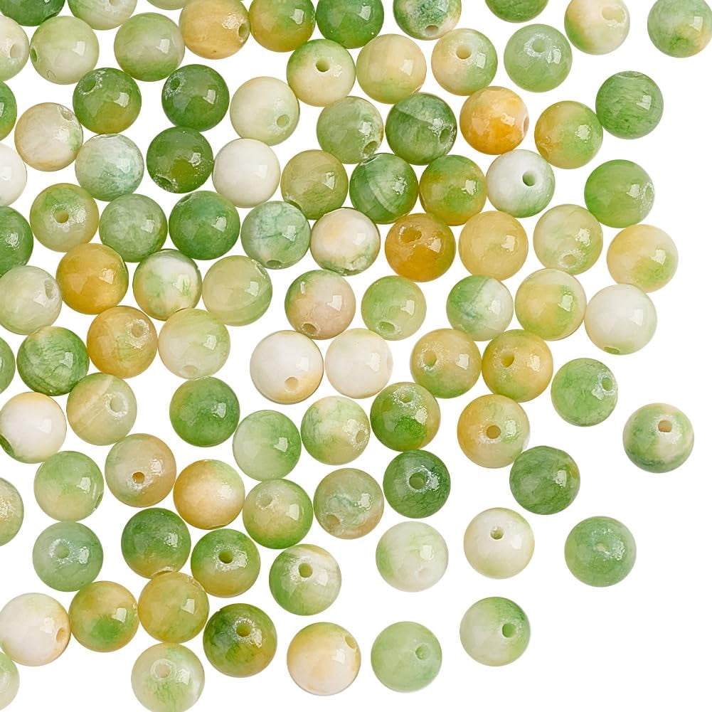 128 Pcs Natural Jade Beads Mixed Color Loose Stone Beads White Green ...