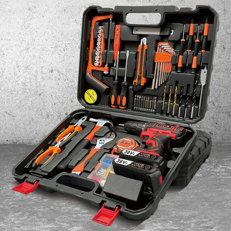 128-Piece 36V Lithium lon Cordless Drill & Tool Set, Electric ...
