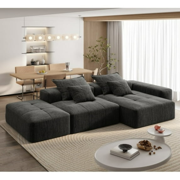 128" Sparkling Chenille Multi-functional Cloud Modular Sofa, Modern ...