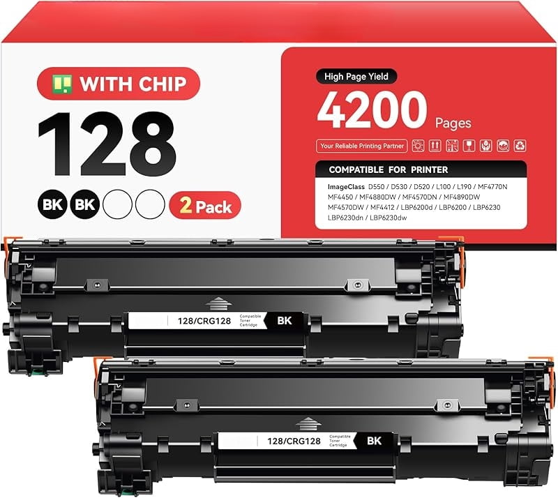 128 Toner Cartridge 2-Pack Replacement for Canon 128 CRG-128 126 CRG ...