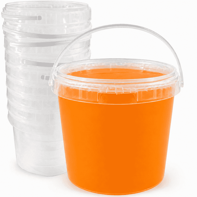 128 oz 1 Gallon Clear Plastic Buckets with Lids & Handles – Food-Grade ...