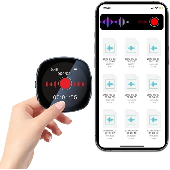 128B(9000H) Diital Voice Recorder with Playback, AI-Triple Noise ...