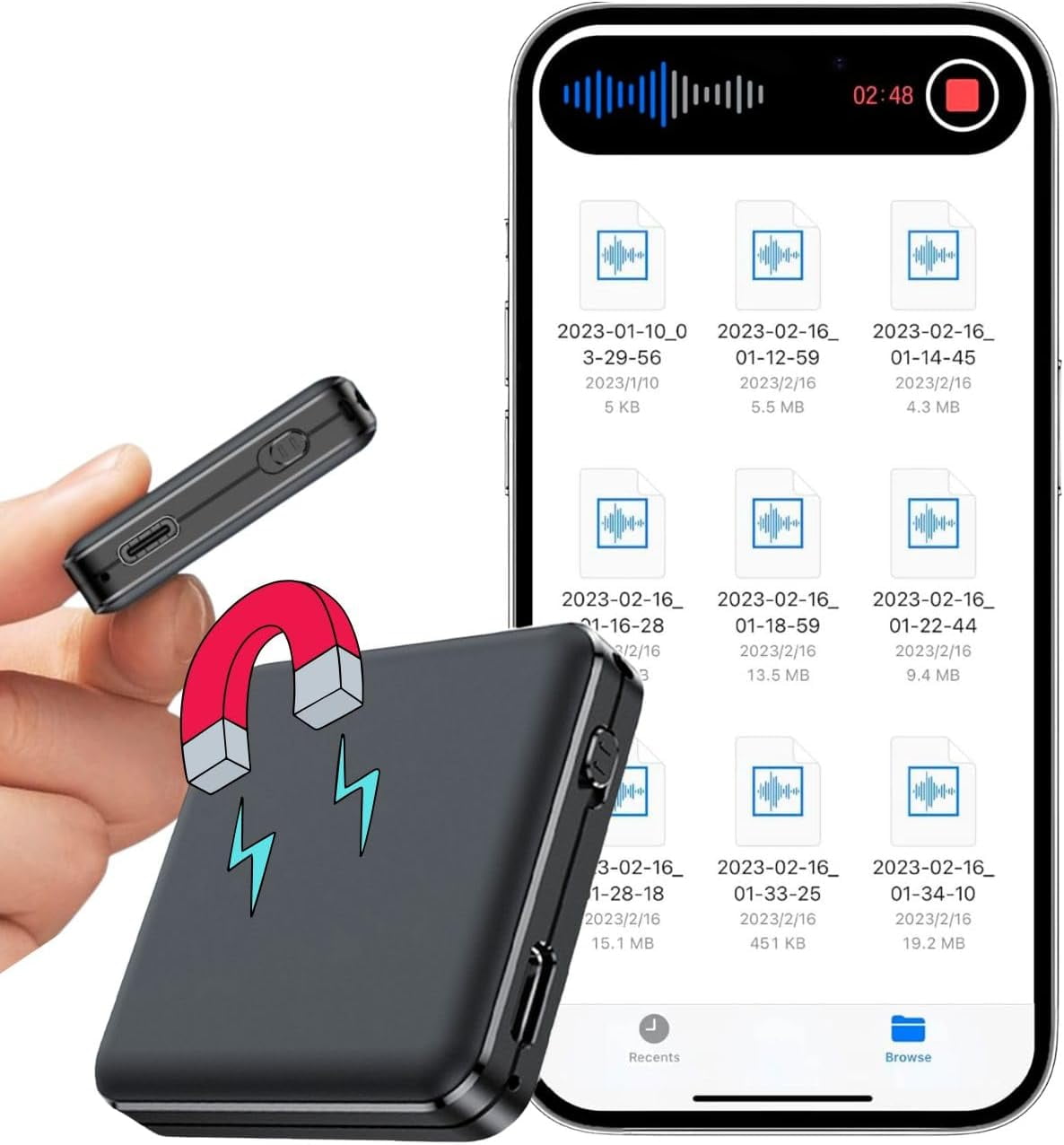 128B Voice Activated Recorder – 160 Hours Continuous Recordin | 1600 ...