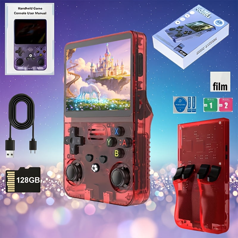 128G Retro Game Console with 4 Inch HD Large Screen, Dual 3D Joysticks ...