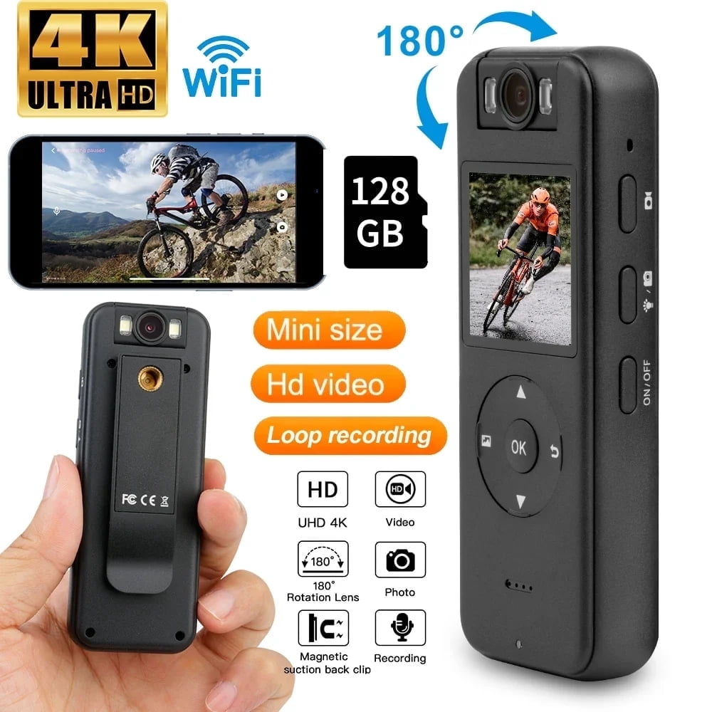 128GB CS09 Ultra HD 4K Mini Camera WiFi Portable Small Digital Video ...