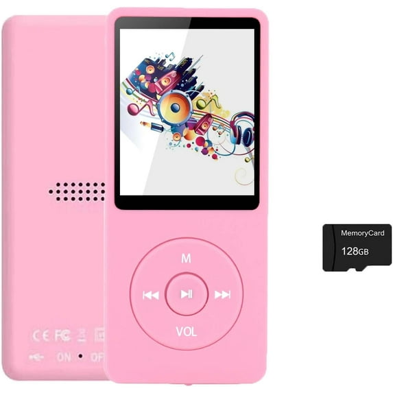 128GB MP3 Player with Bluetooth 5.2, Portable Pink Music Player for ...