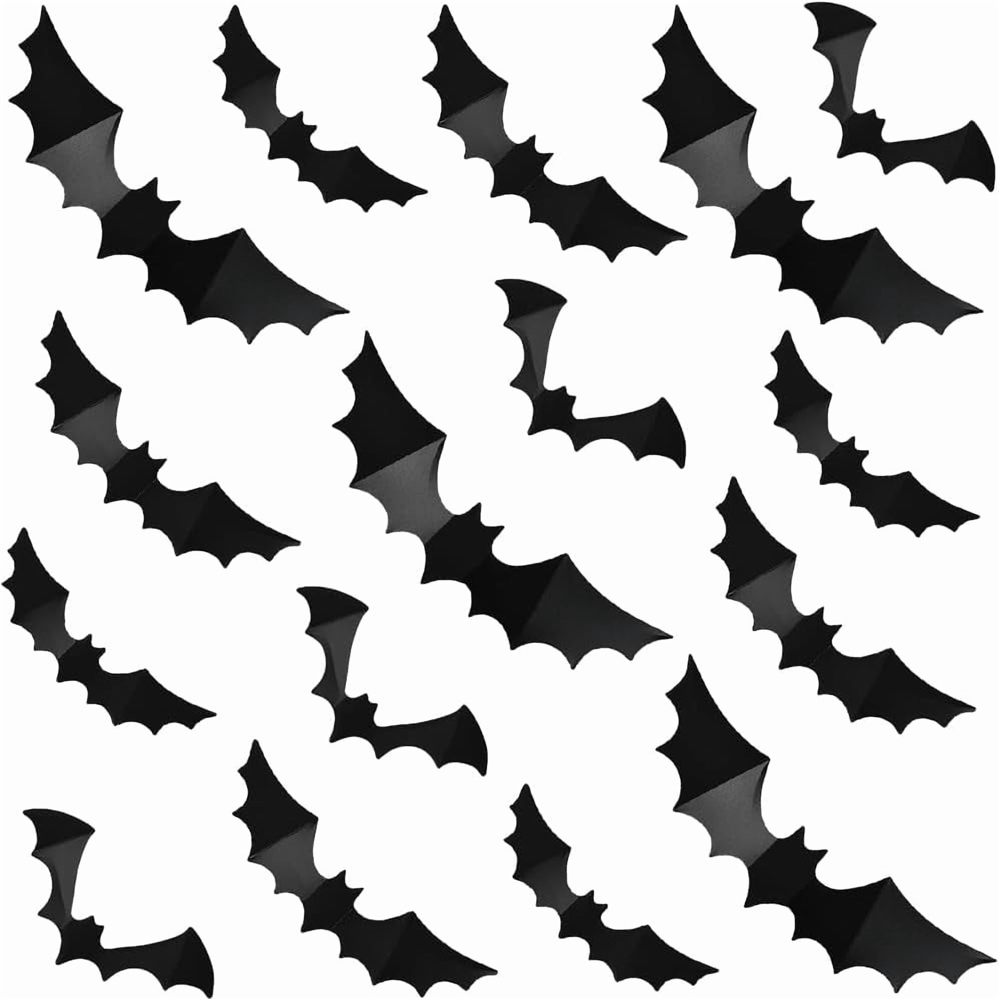 128Pcs 3D Bat Wall Decal Black Bat with Adhesive Stickers Scary Gothic ...
