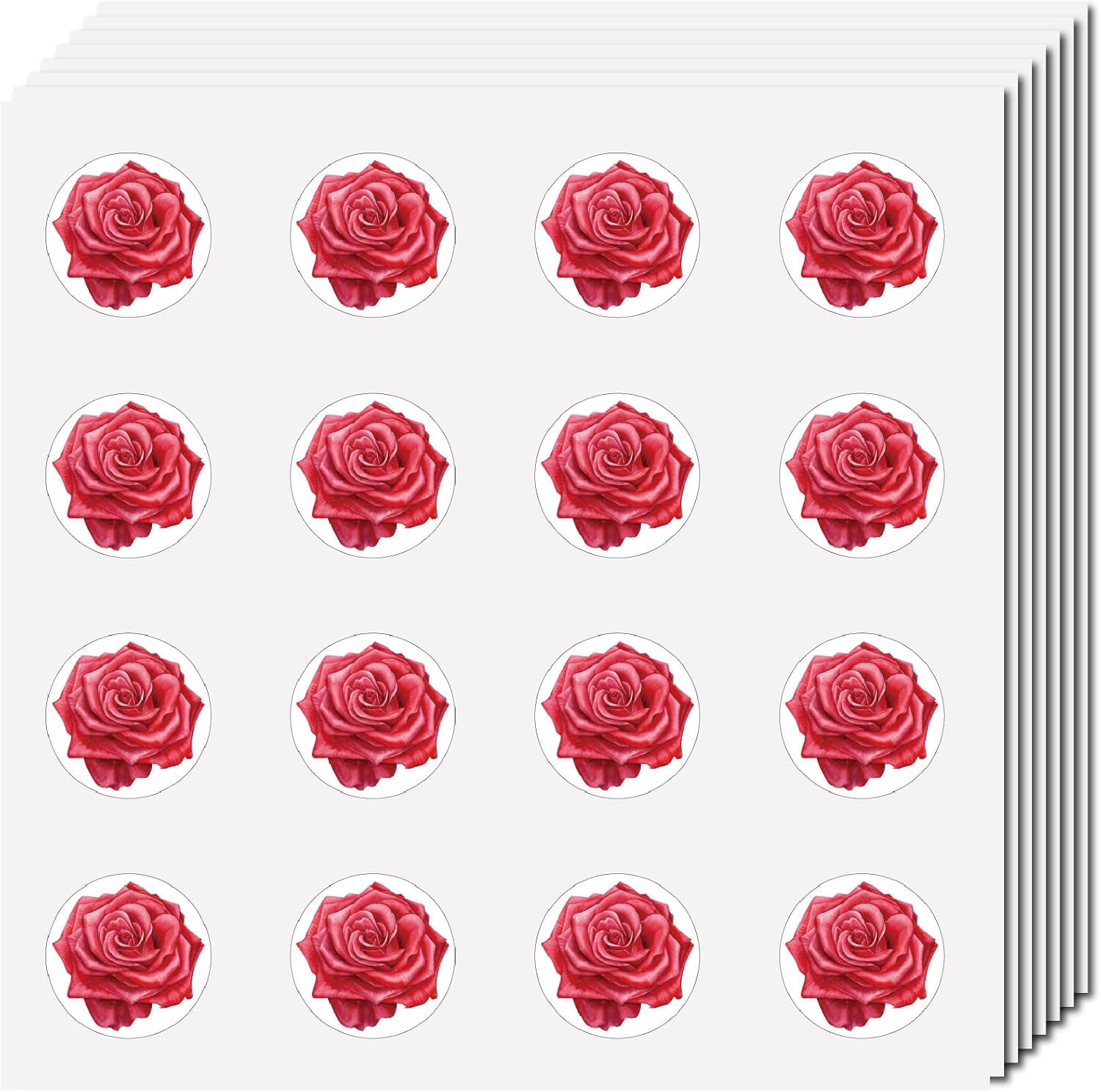 128Pcs 8 Sheets Red Rose Sticker Flower Sticker Bulk Waterproof Self ...