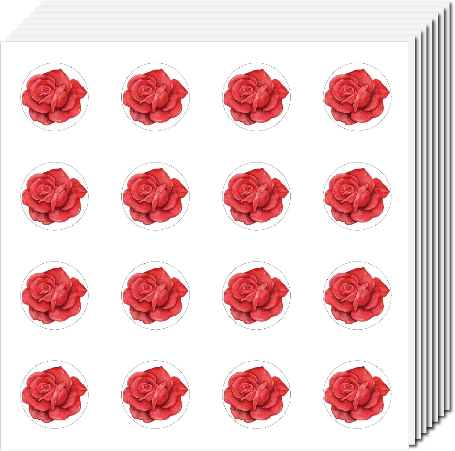 128Pcs 8 Sheets Red Rose Stickers Bulk Flower Planner Sticker Plastic ...