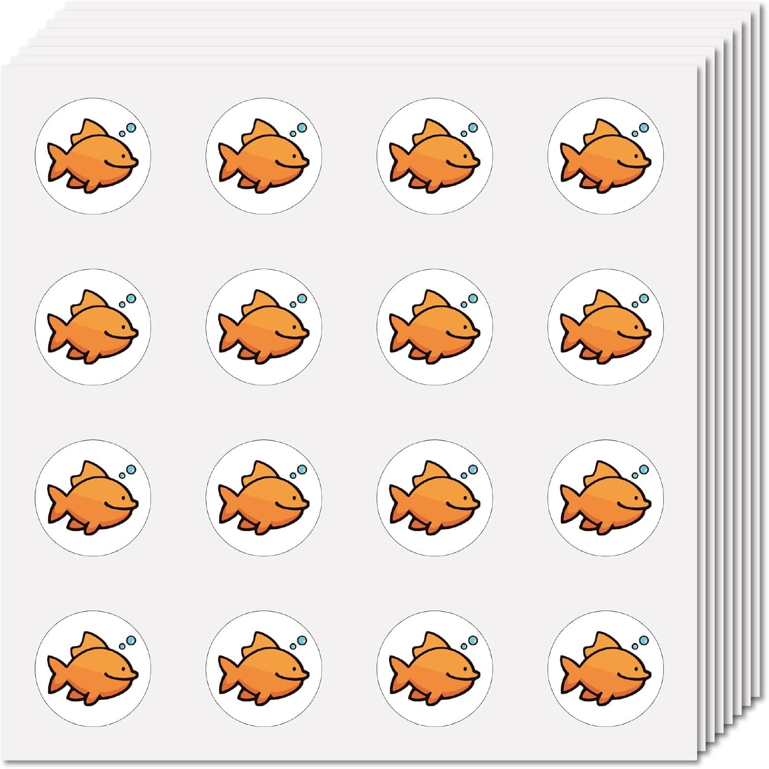 128Pcs 8 Sheets Small Fish Stickers Round Planner Sticker Self-Adhesive ...