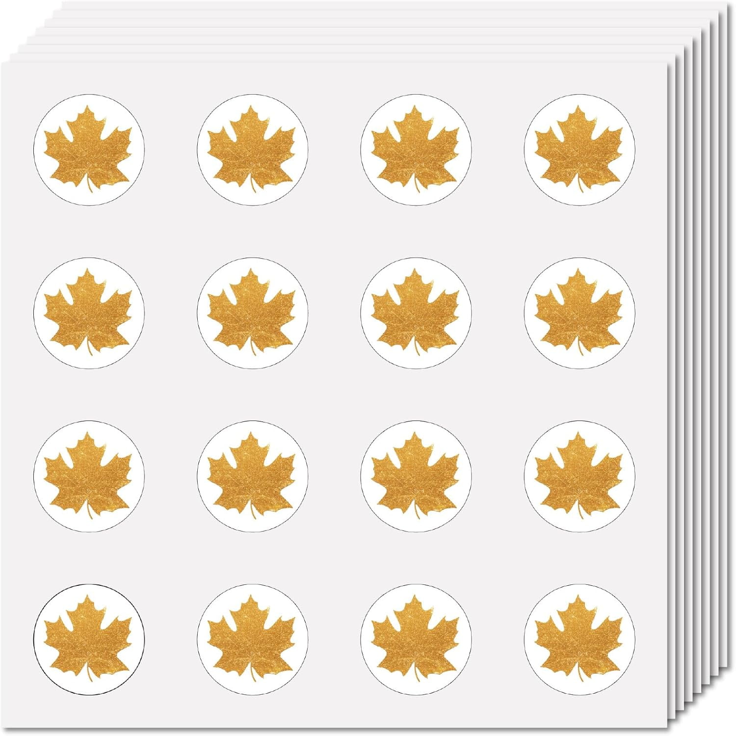 128Pcs 8 Sheets Small Maple Leaf Stickers Cartoon Decals 1 Inch Round ...