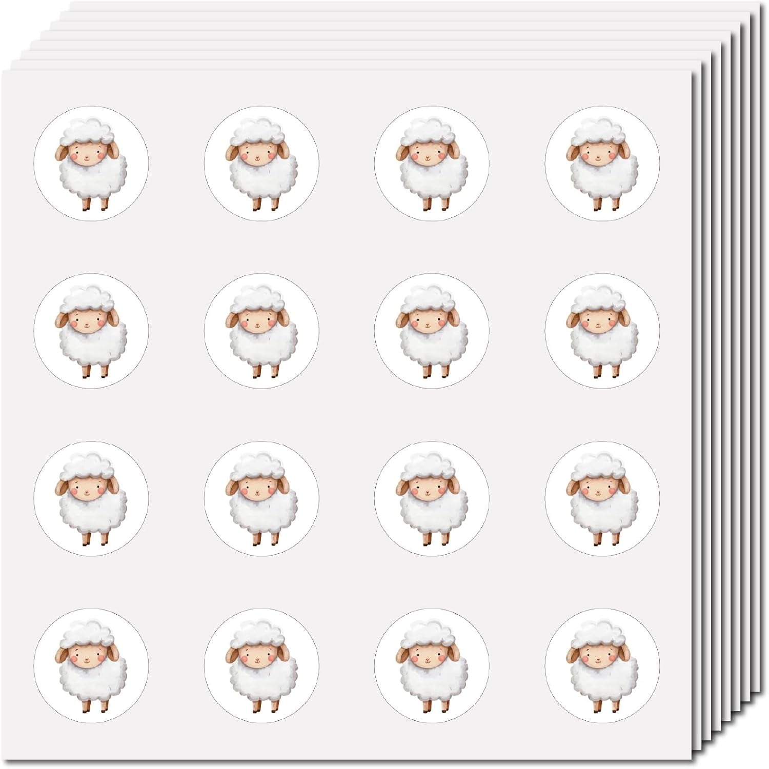 128Pcs 8 Sheets Small Sheep Stickers Animal Vinyl Decals Round Dot ...
