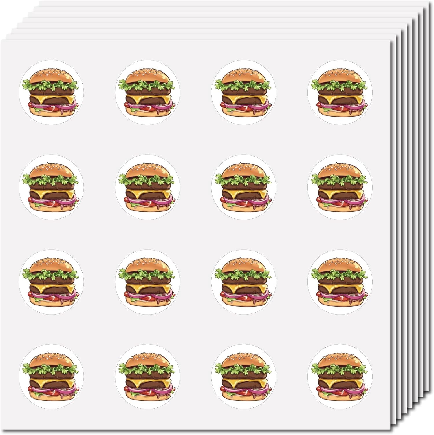 128Pcs Hamburger Sticker Fast Food Stickers 0.98" Self-Adhesive ...