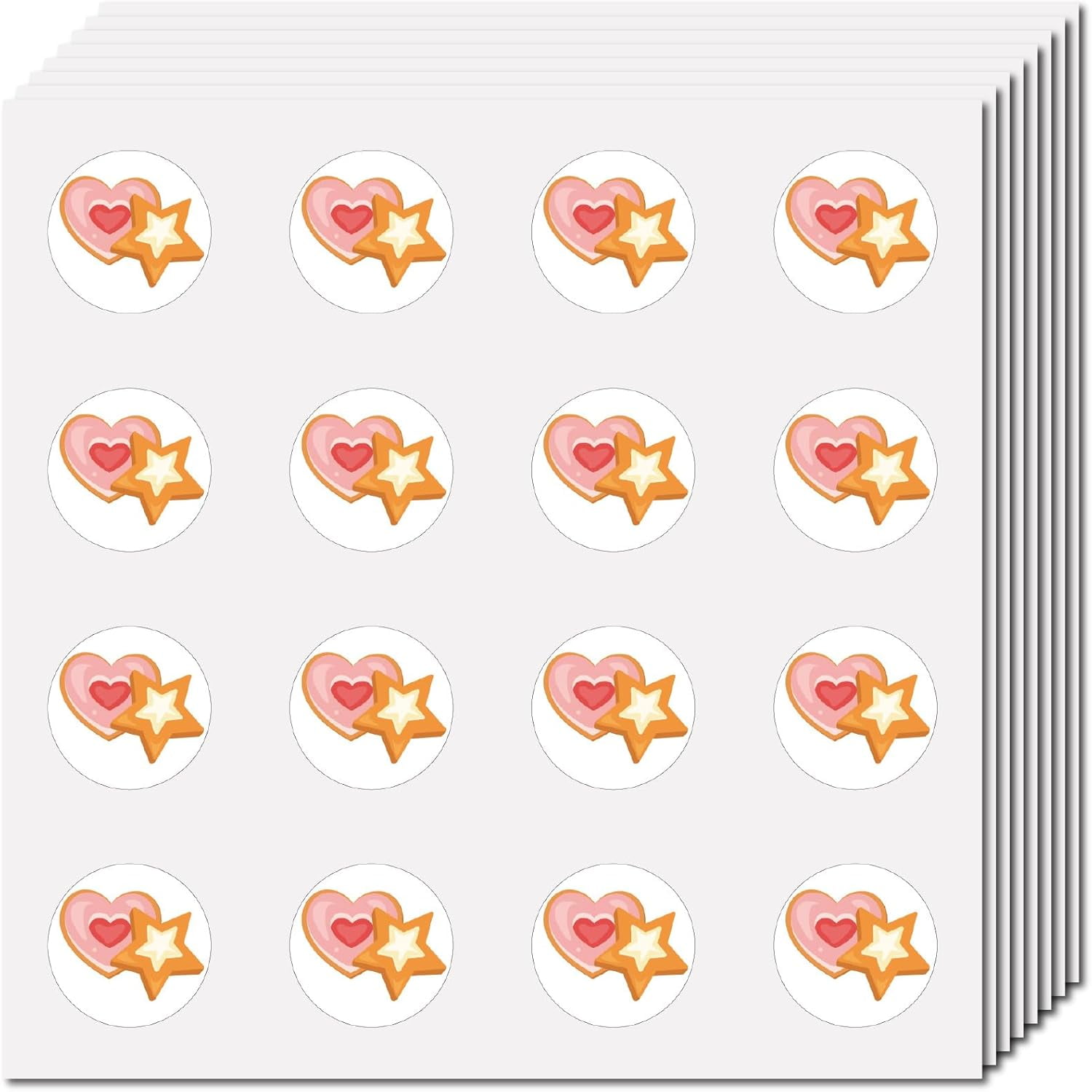 128Pcs Heart Shape Cookie Stickers Planner Stickers Waterproof Circle ...