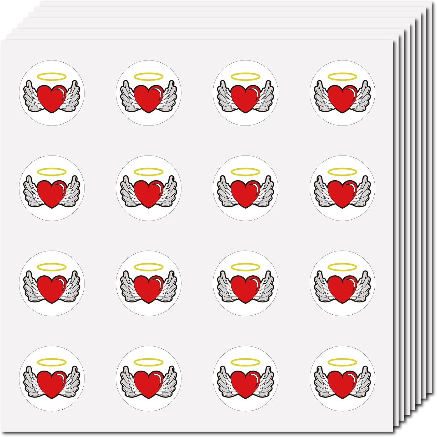 128Pcs Heart Wings Stickers Angel Halo Wings Vinyl Decal Self-Adhesive ...