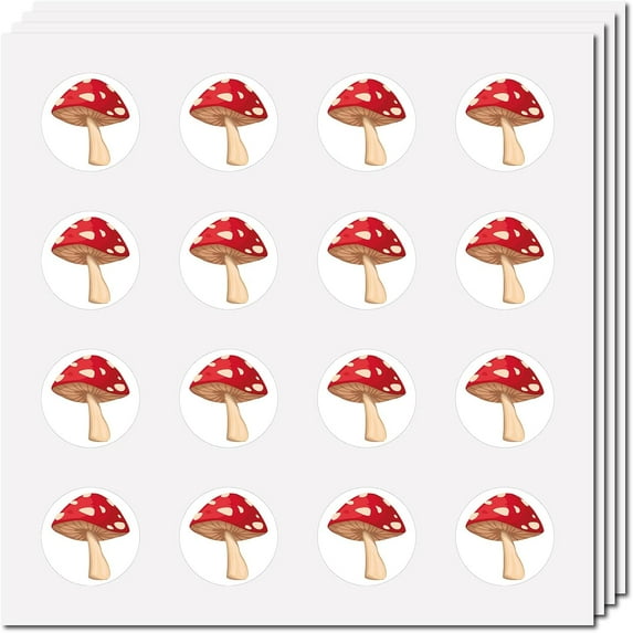 128Pcs Mushroom Stickers Red Decal Self-Adhesive Waterproof Planner ...