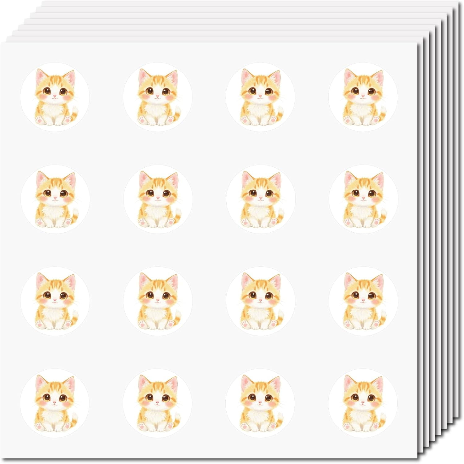 128Pcs Planner Stickers Cat Stickers Waterproof Circle Vinyl Decals ...