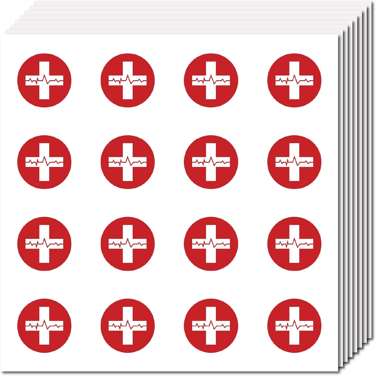 128Pcs Red Stickers Decal Self-Adhesive Waterproof Sticker Round Bulk ...