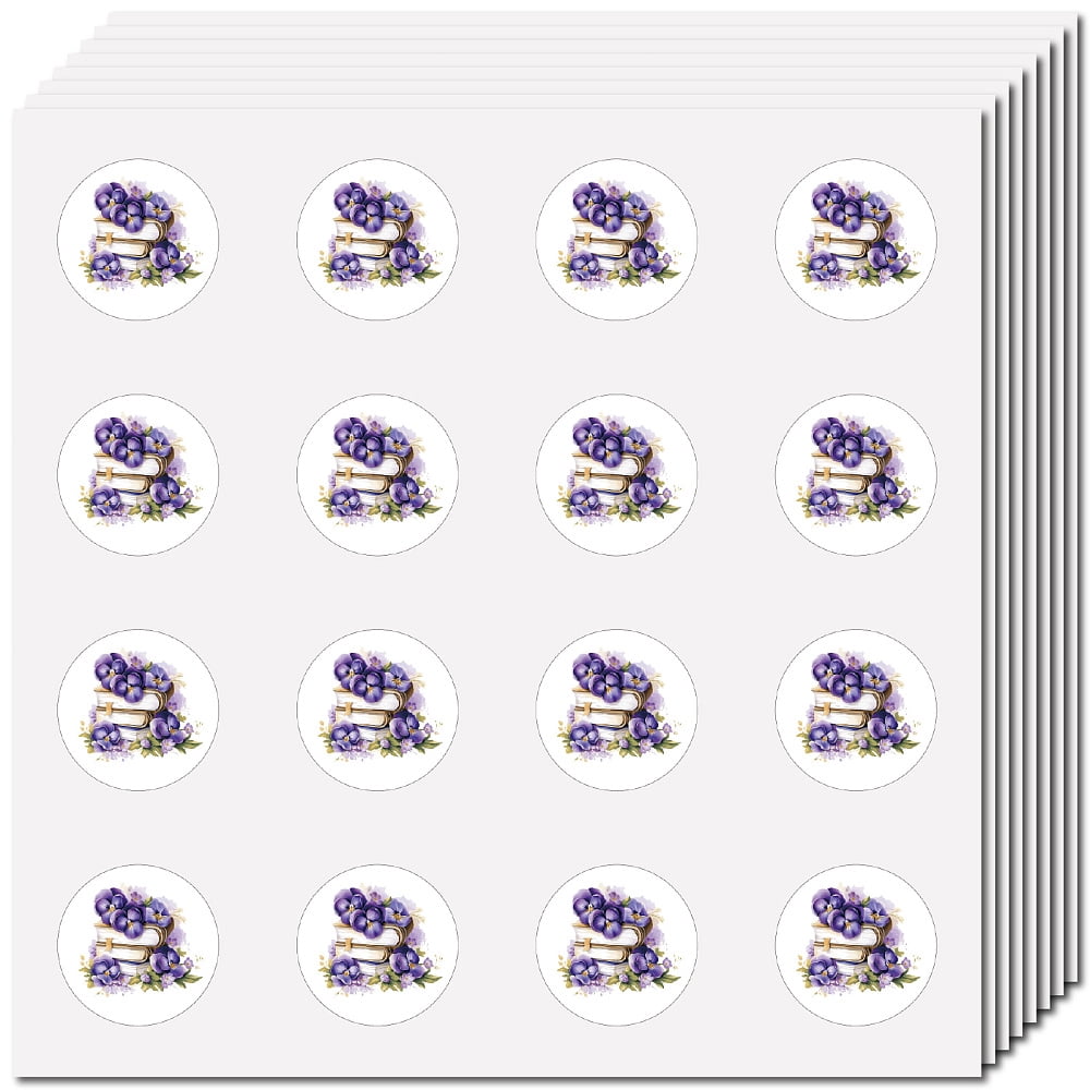 128Pcs Violet Flower Stickers Decal Purple Flower Book Sticker for ...
