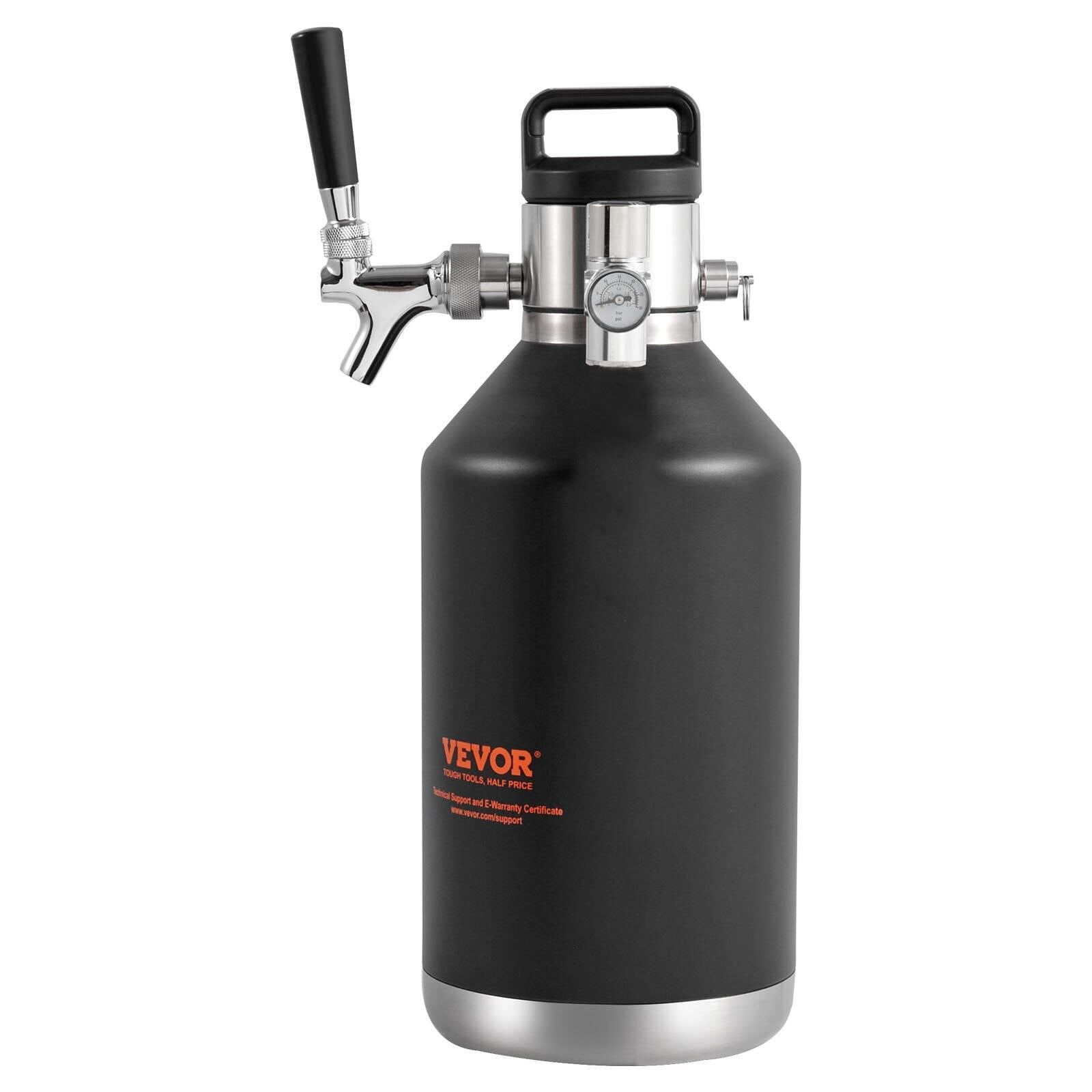 128oz Stainless Steel Beer Growler Tap System - 4L Mini Keg with CO2 ...
