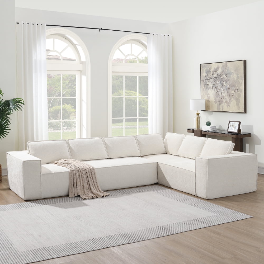 129.5" Minimalist Style Modular Sectional Sofa,6 Seat Wrinkle-resistant ...